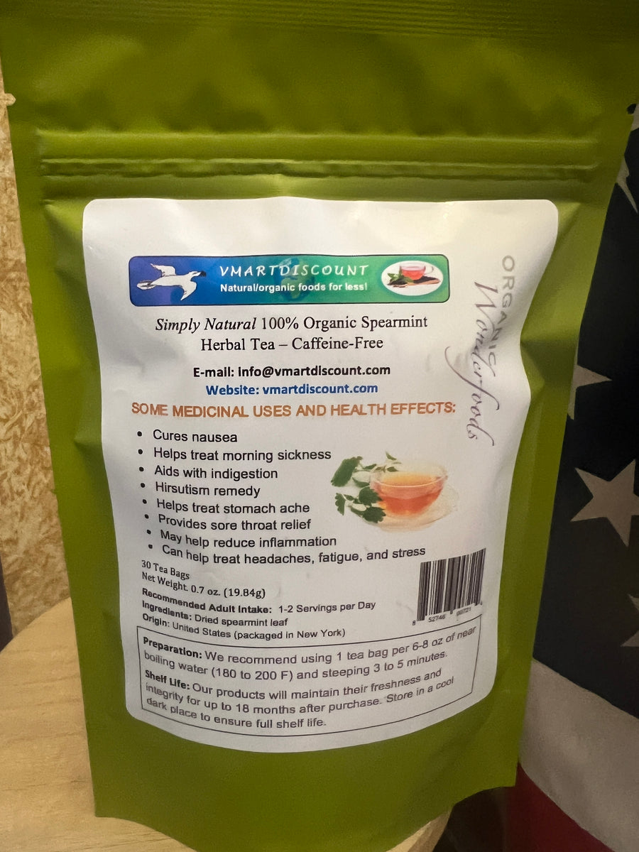 Organic Spearmint Herbal Tea (30 Tea Bags) – Vincent Farms Natural Foods